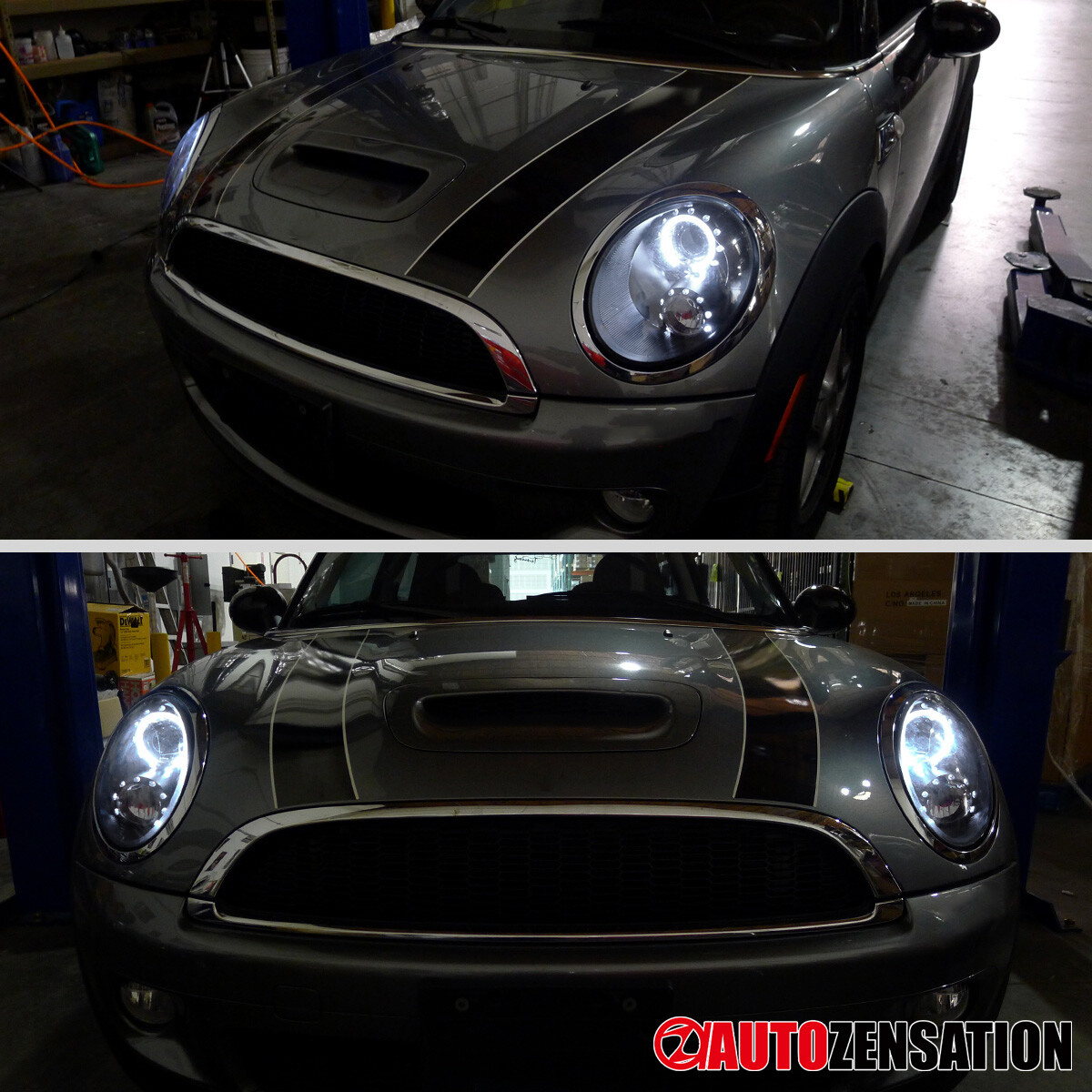LED Halo Fit 2007-2013 Mini Cooper R56 Black Projector Headlights Lamps ...