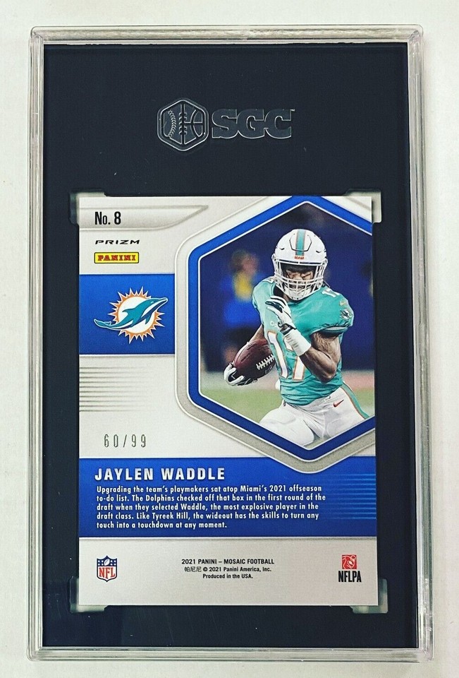 2021 Panini Mosaic Jaylen Waddle Blue Chips Blue /99 SGC 10 Rookie Card ...