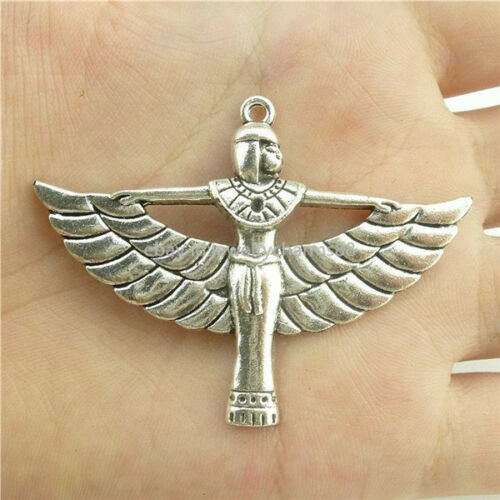 silver 20" chain necklace LARGE ANCIENT EGYPTIAN GODDESS EGYPT pendant ...