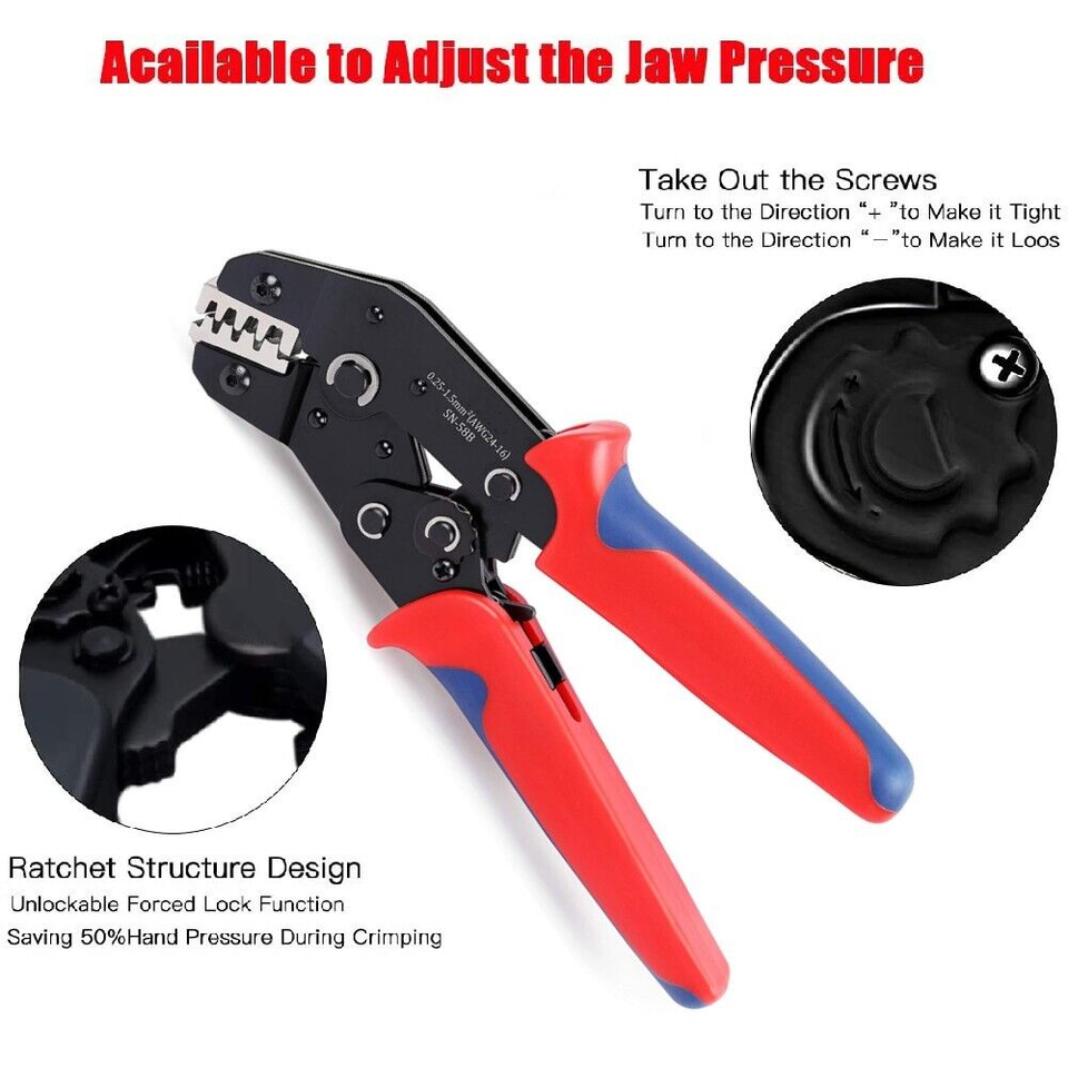 SN-58B Pin Crimping Tool Wire Cable Crimper Pliers Terminal Connector ...