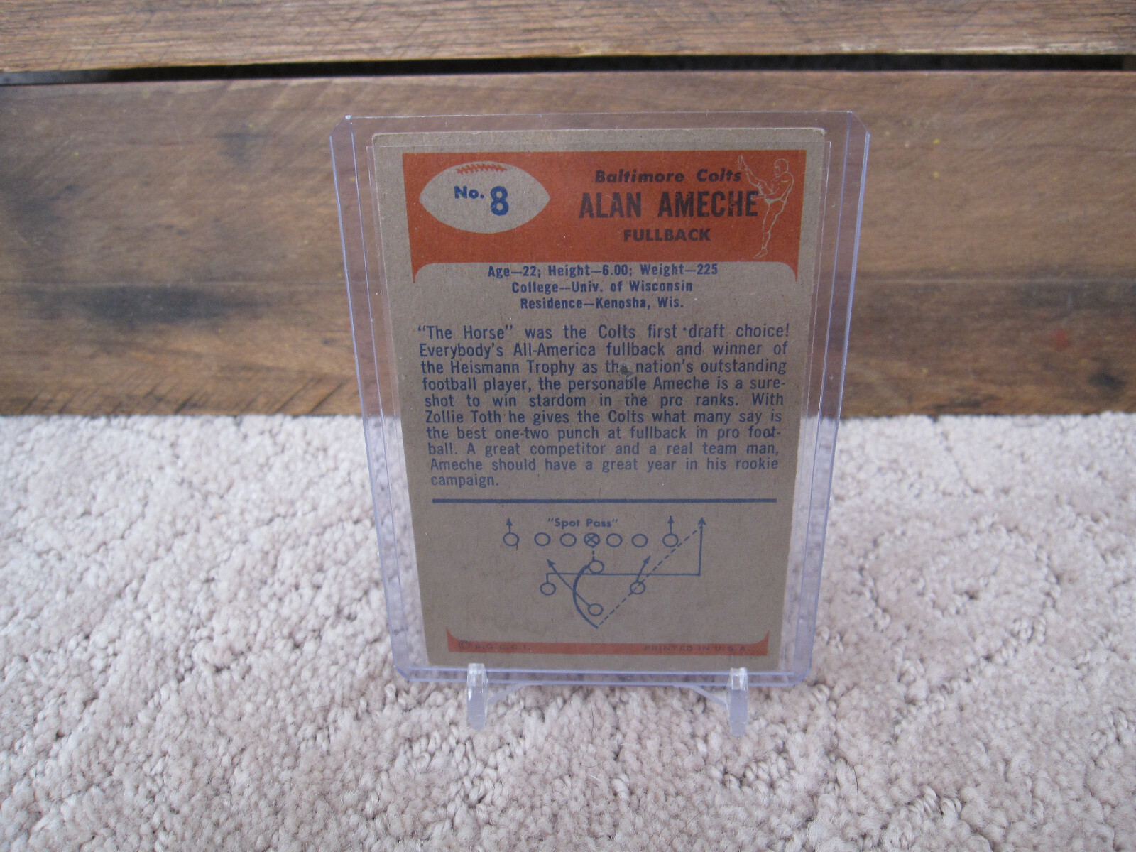 Alan Ameche RC 1955 Bowman #8 Baltimore Colts VINTAGE Football Rookie ...