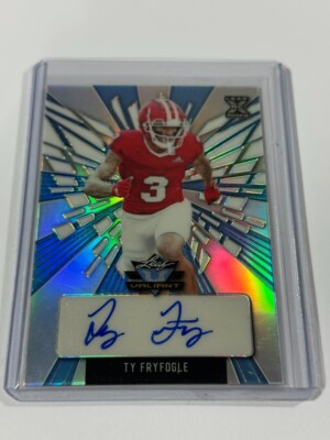Ty Fryfogle RC Auto Blue Parallel 2022 Leaf Valiant Football Card /10 ...