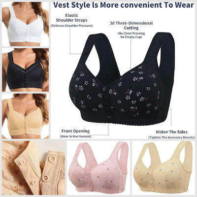 Front Fastening Bra Bralette Button Snap Ideal For the ELDERLY DISABLED ...
