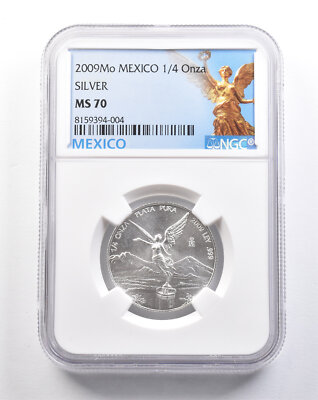 2009 Mo Mexico 1/4 Onza Silver Libertad MS70 NGC *5265 | eBay