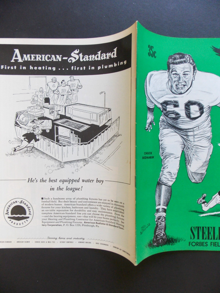 1954 PHILADELPHIA EAGLES vs PITTSBURGH STEELERS NFL GAME PROGRAM CHUCK ...