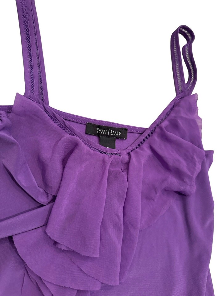 White House Black Market Purple Spaghetti Strap Ruffle Flounce Tank ...