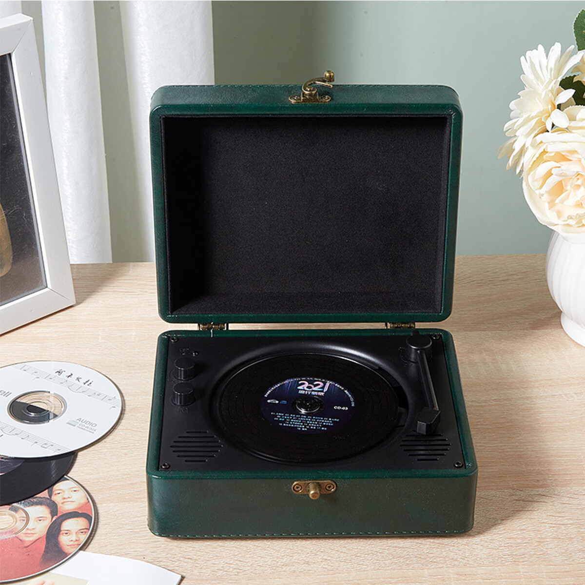 Retro Suitcase CD Player Desktop Bluetooth 5.0 with Speaker CD-R CD-RW ...