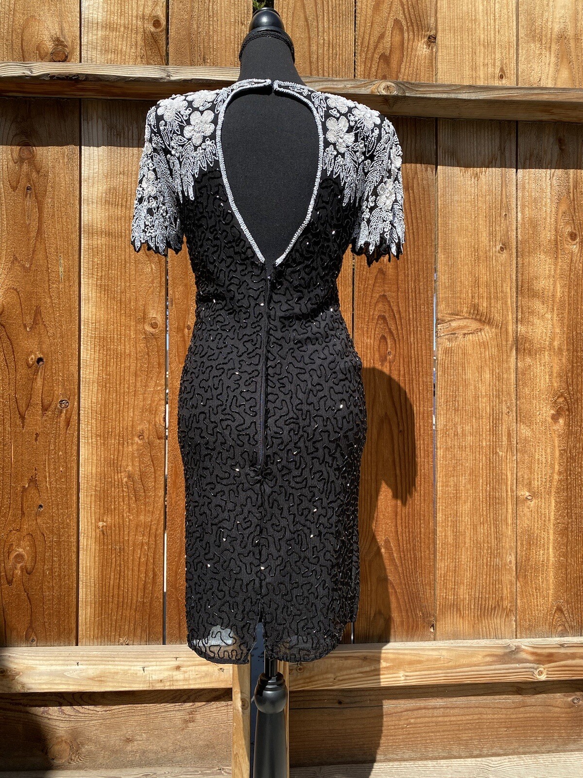 vintage black white sequence dress size medium | eBay
