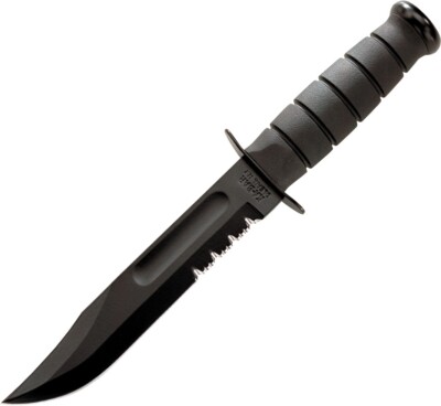 KA-BAR USA Fighting Fixed Knife 7" 1095HC Carbon Steel Blade Black ...