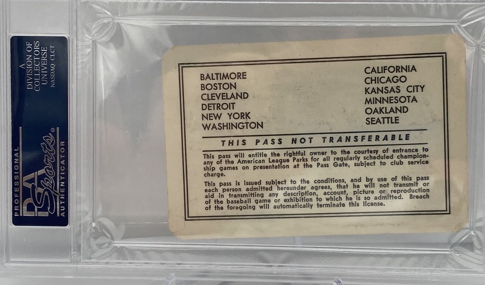 1969 PSA Pass Ticket/Debut:Pilots Munson/Fisk/Palmer No-Hit/Ted ...