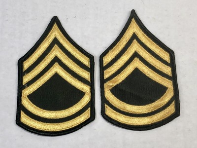 Army Master Sergeant E-8 Rank Gold Green Chevron Patches Pair | eBay