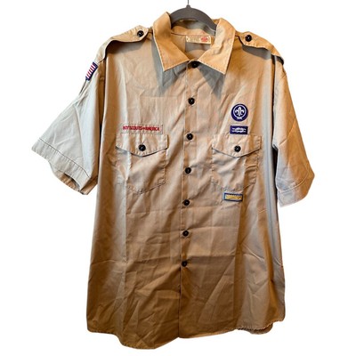 BOY SCOUTS OF AMERICA Men's XL TAN Uniform SHIRT Pedro Patrol Patch ...