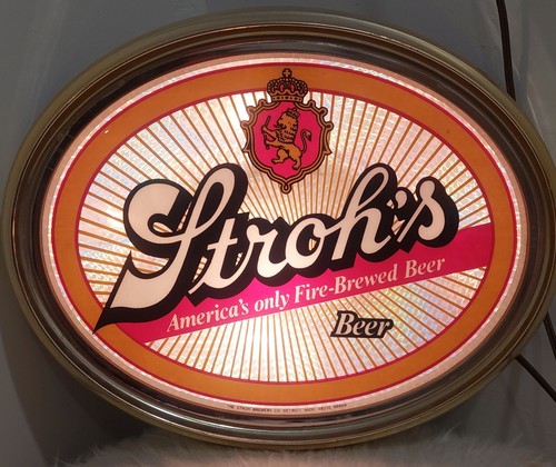 Vintage Stroh's Starburst Oval Lighted Beer Bar Sign #88868 15x12 ...