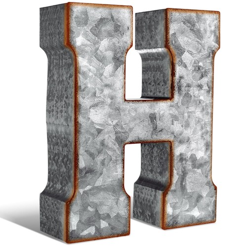 12" Metal Letter Wall Decor Large Galvanized Letter 3D Signs Shelf ...