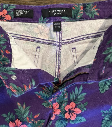 Nine West Jeans Women’s Cigarette Skinny Leg Floral Purple Size 30/10R ...