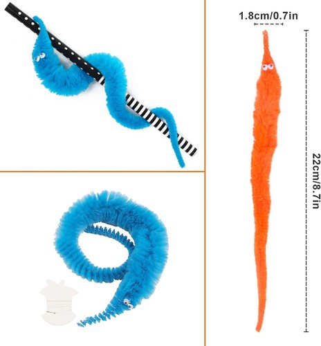 CCINEE 48 Pcs Magic Twisty Worm Wiggly Fuzzy Worms on a String Magic ...