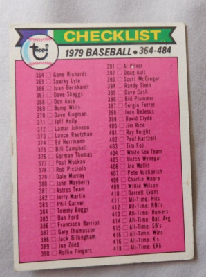 1979 Topps #483 Checklist Unmarked #364-484 Baseball Card Ex | eBay