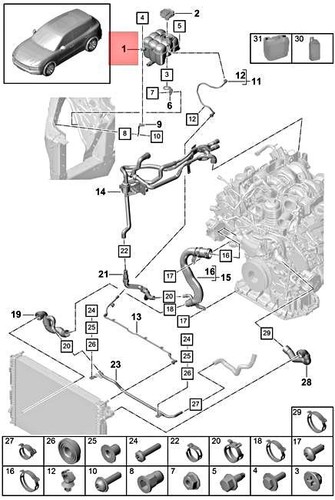 Genuine PORSCHE Cayenne 9YA Coolant Expansion Tank PAB121403A | eBay
