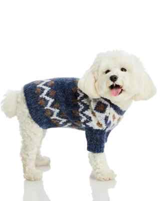 Aqua L135103 Dogs Denim Blue Pet Fair Isle Dog Knit Sweater Size L | eBay