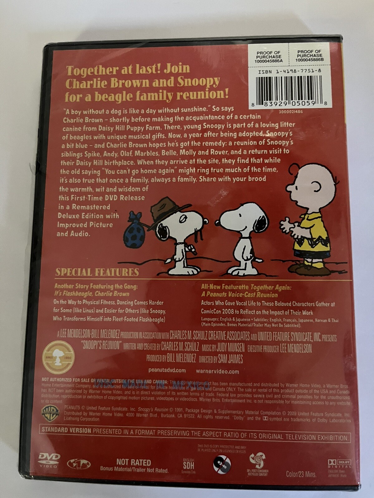 Peanuts Snoopy’s Reunion (DVD, 2009, Remastered Deluxe Edition) Factory ...