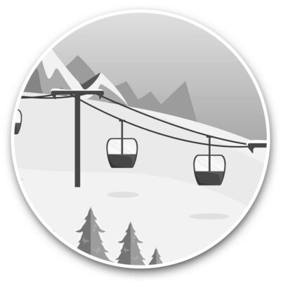 2 x Vinyl Stickers 10cm (bw) - Ski Lift Snowy Mountain Piste #35482 ...