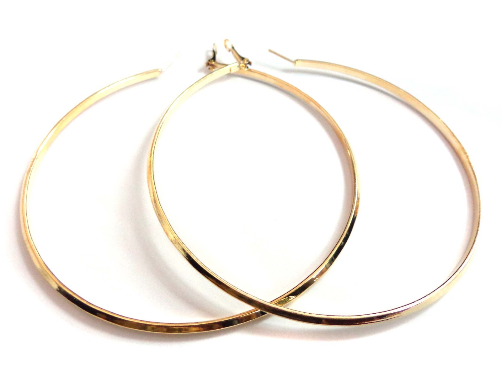 LARGE HOOP EARRINGS CLASSIC HOOP EARRINGS GOLD OR SILVER TONE 4 INCH ...
