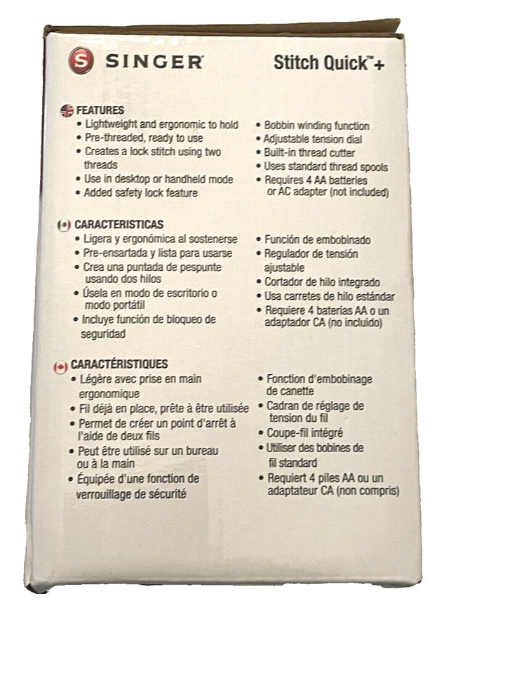 SINGER Stitch Quick Plus Cordless Hand Held Mending Portable Sewing ...