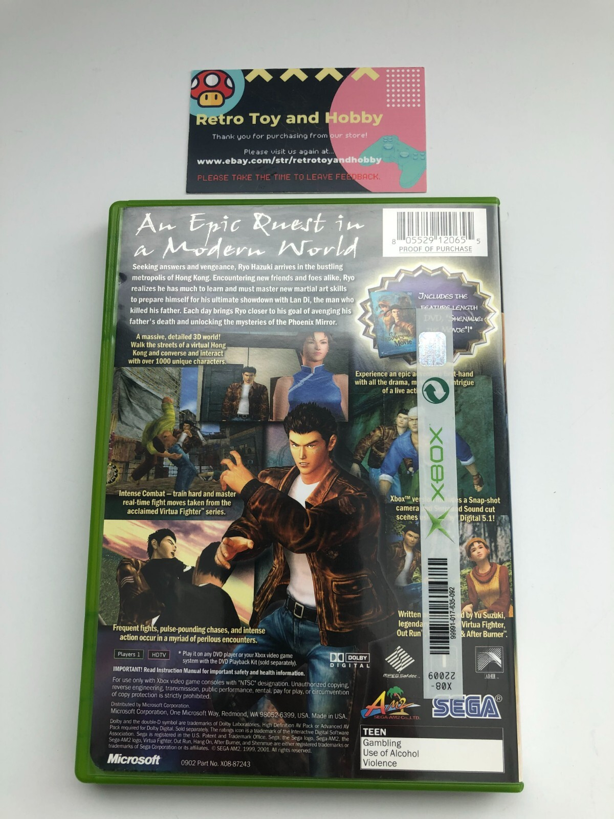 SHENMUE II + Shenmue Movie 2 Disc Xbox 360 2002 SEGA Game Complete in ...