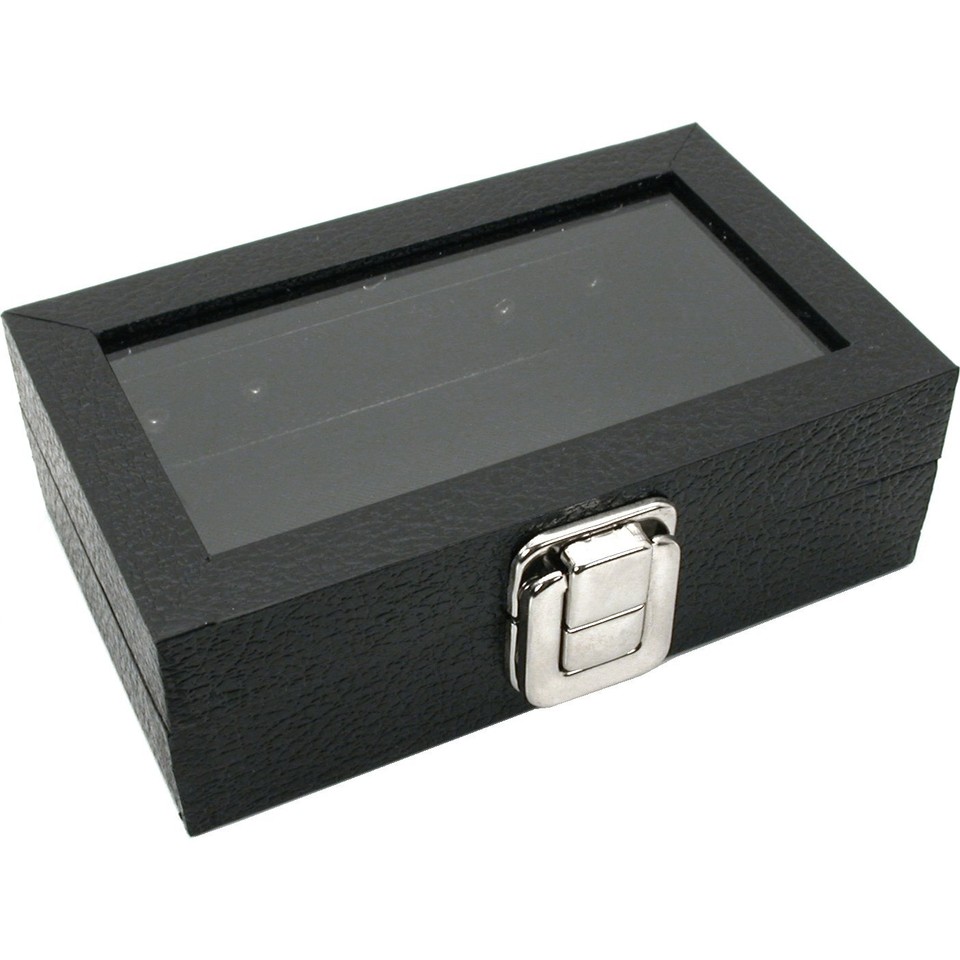 Glass Top Black Jewelry Display Travel Case Box Tray 6" | eBay