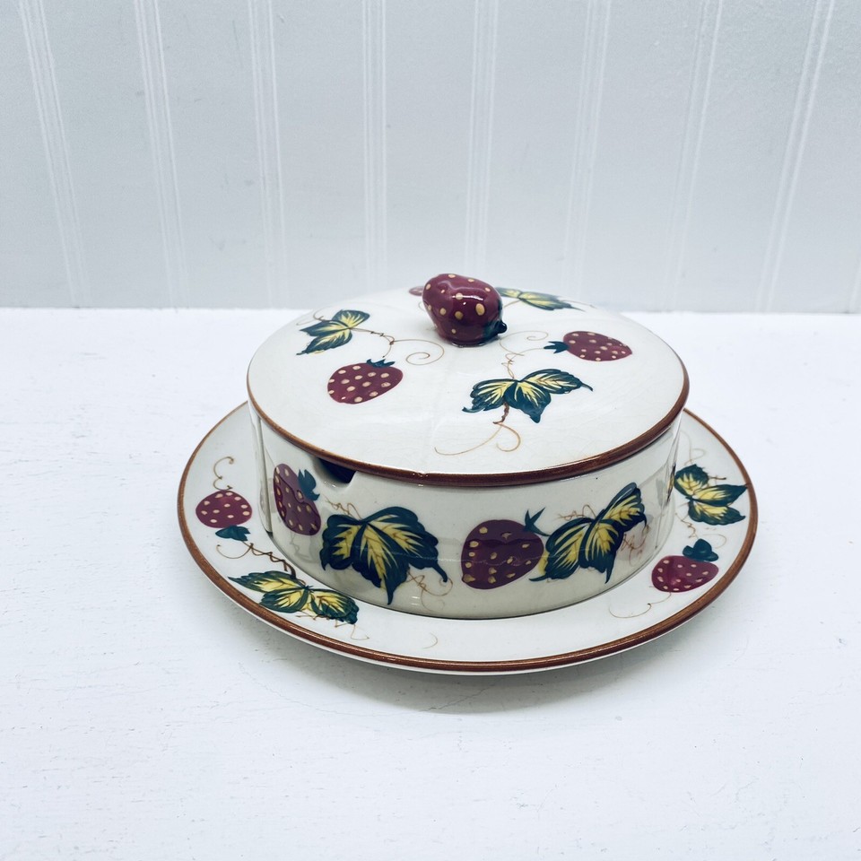 Vintage Fred Roberts Strawberry Porcelain 5 Piece Serving Condiment ...