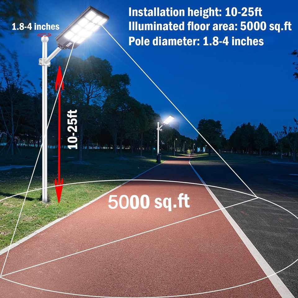 Commercial 9900000000LM 1152 LED 5000W Solar Street Light Dusk to Dawn ...