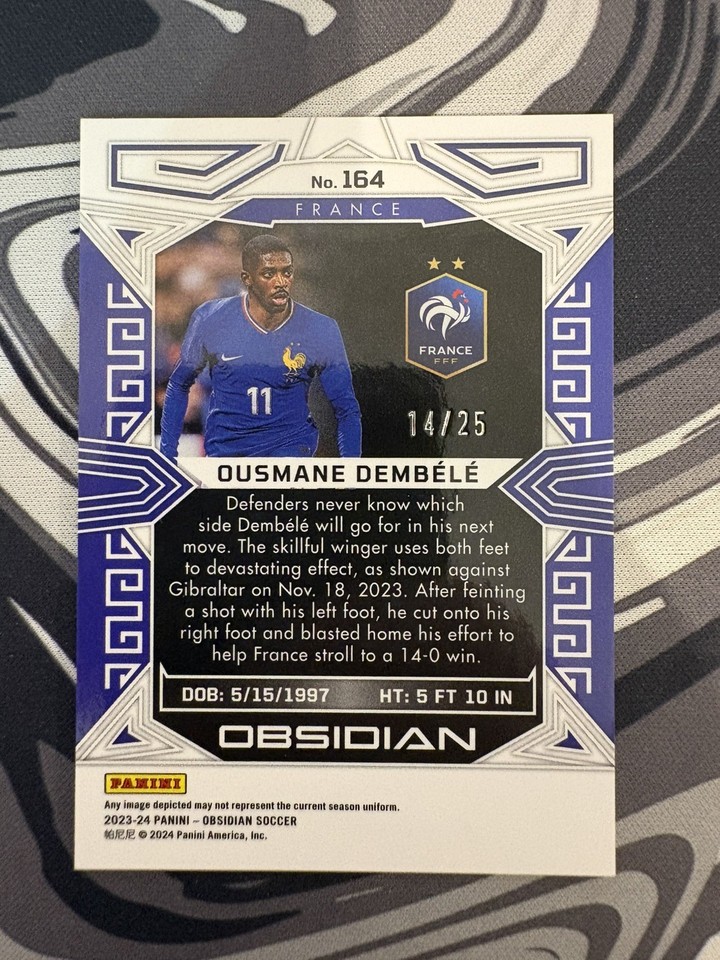 2023-24 Panini Obsidian - Ousmane Dembele Electric Etch Purple Flood ...