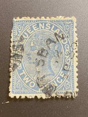 Queensland Stamps Scott #58 1879 Queen Victoria two pence stamp blue ...
