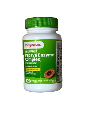 Walgreens Papaya Enzyme Complex 120 Chewable Tablets 40mg NEW See ...