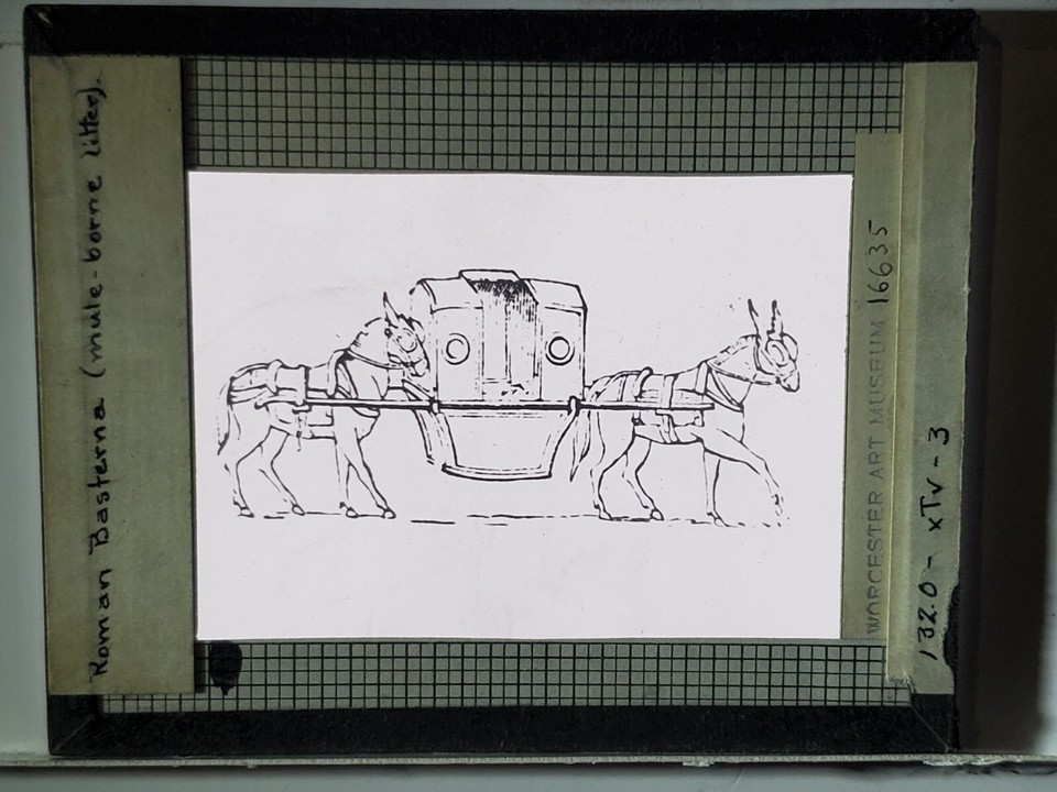 Roman Basterna (Mule-Borne Litter), Drawing, Magic Lantern Glass Slide ...