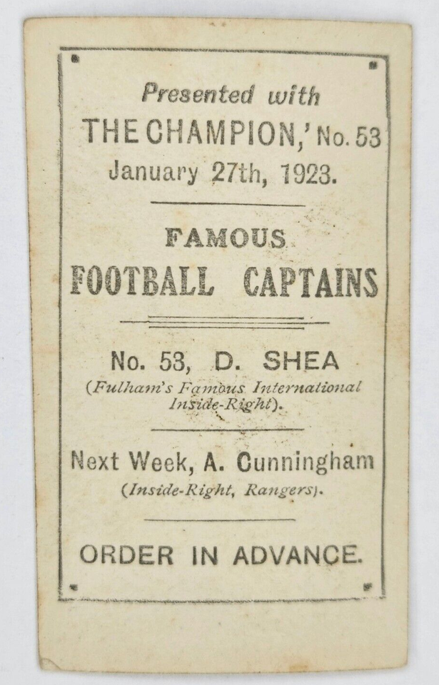 1922-23 The Champion Famous Football Captains #53 D Shea (A) | eBay