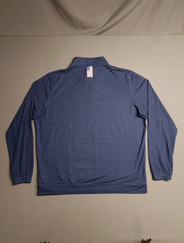 Rhoback Pullover Men XL Blue Polkadot Print USA Flag Quarter Zip ...