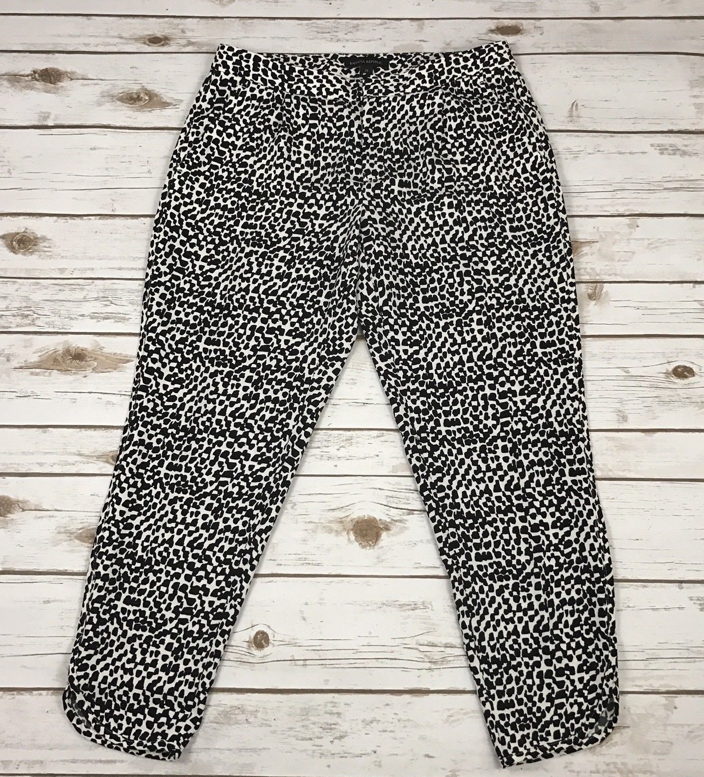 Banana Republic Drapery Pants Cropped Black White Size 2 Short W30" L26 ...