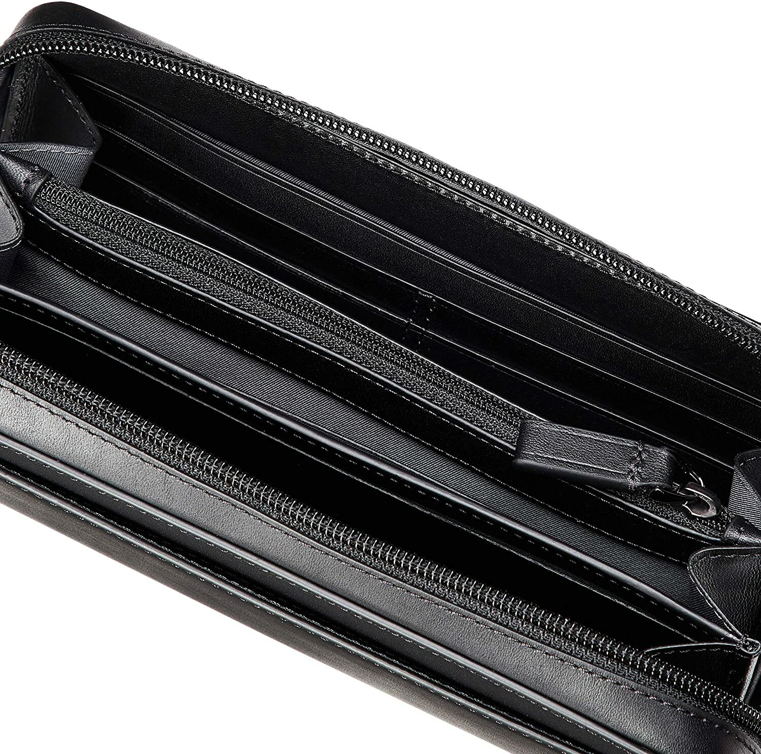 NIB TUMI zip around long travel wallet smooth black leather men's ...