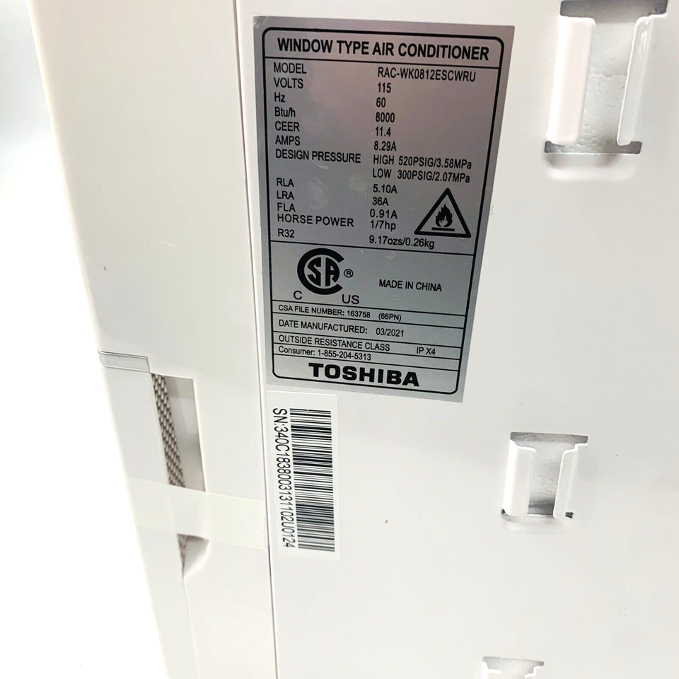 TOSHIBA RAC-WK0812ESCWRU Smart Wi-Fi 8000 BTU Window Air Conditioner ...