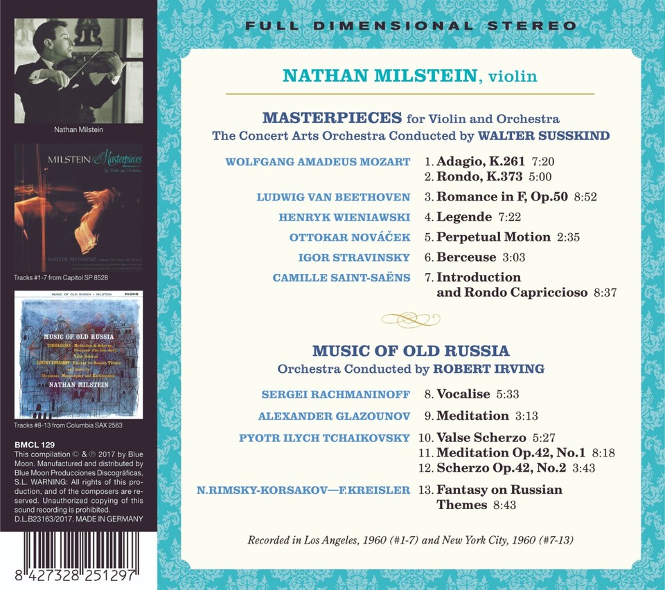 Nathan Milstein Masterpieces, Music Of Old Russia, for Violin and ...