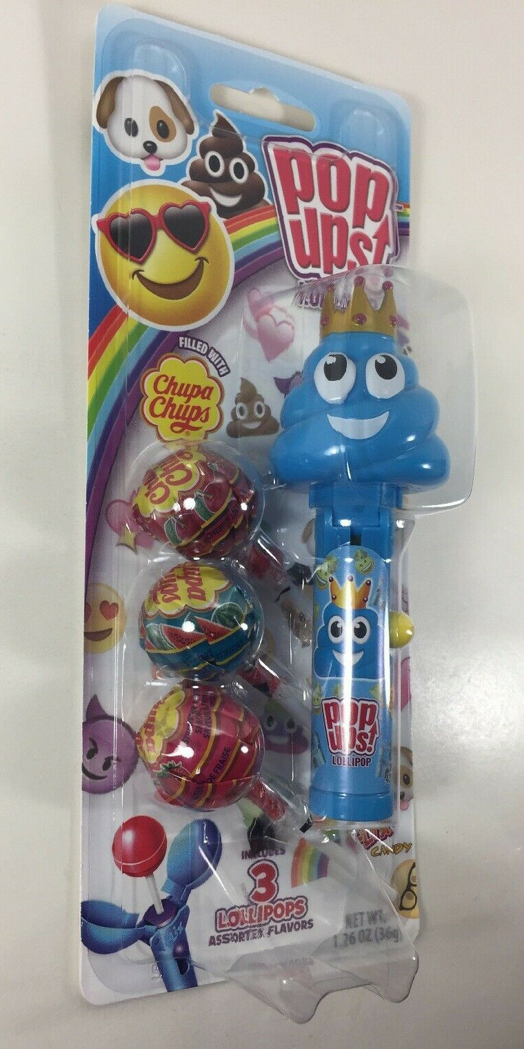 Flix Candy COLLECTIBLE Pop Ups Dispenser Emoji BLUE POOP CROWN Lollipop ...