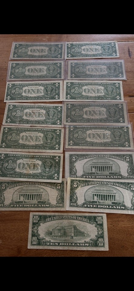 United States Currency & Coin Collection $1 $5 $10 25¢ 1¢ 1883 1889 ...