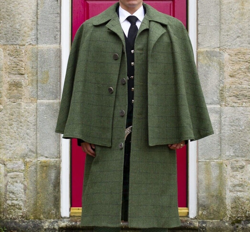 Men's Tweed Inverness Cape Coat, Men's Cape Coats | eBay