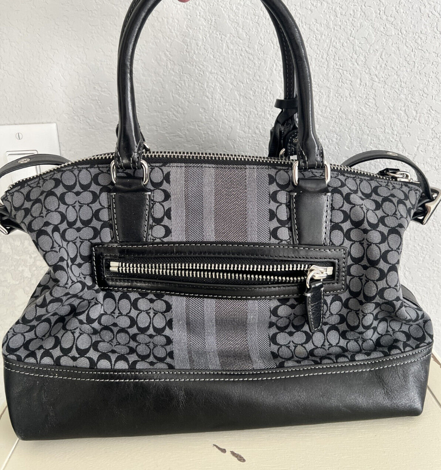 Coach Legacy Graphite Signature Stripe Molly 2-Way Satchel/Shoulder Bag ...