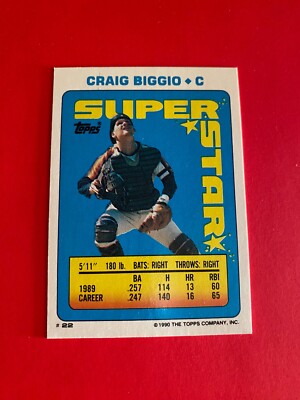 1990 TOPPS SUPER STAR STICKER BACK CARD #22 CRAIG BIGGIO / #26 TOM ...