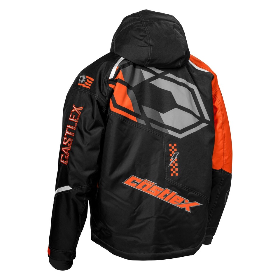 Castle Mens Code G5 Insulated Snowmobile Jacket Black/Orange | eBay