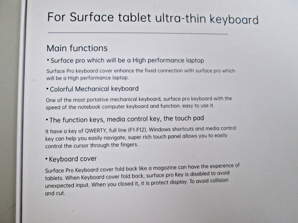 Ultra-thin Keyboard for Microsoft Surface Pro 7+/7/6/5/ 4/ 3 Red Col w ...