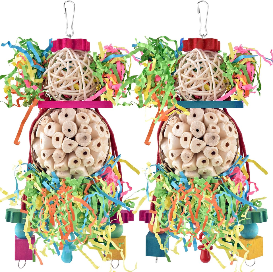 2PCS Bird Parrot Foraging Shredder Hanging Toys Sola Balls Sepak Takraw ...