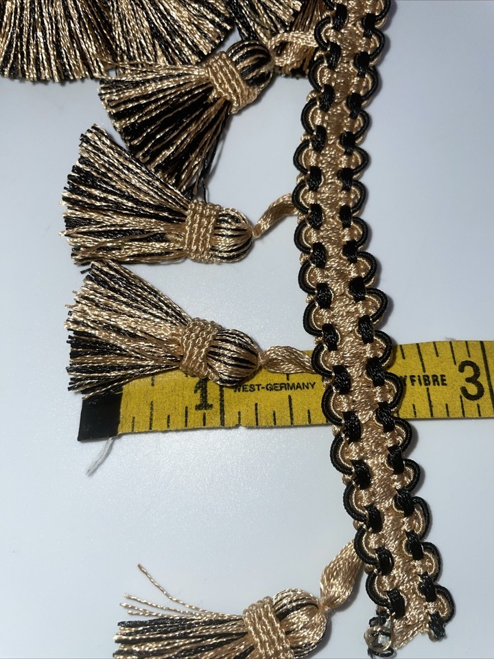 Brown / Black Tassel Fringe Trim 2” X 5 Yards Sewing Curtain Upholstery ...